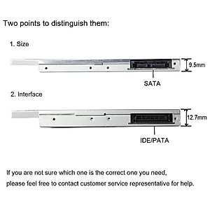 SATA Hard Drive Caddy, Universal 9.5 mm SATA to SATA 2nd SSD HDD Hard Drive Caddy Adapter Tray Enclosures for DELL HP Lenovo ThinkPad ACER Gateway ASUS Sony Samsung MSI Laptop