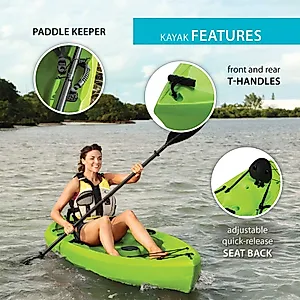 Lifetime Tioga Sit-On-Top Kayak with Paddle, Lime, 120"
