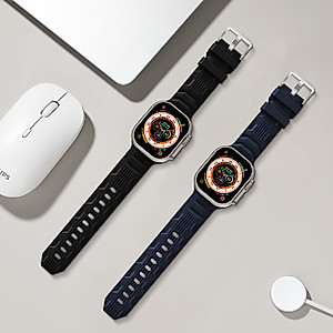 Seizehe Sport Bands Compatible with Apple Watch Ultra/Ultra 2 Band 49mm 45mm 44mm 42mm for Men, Soft Silicone Wristbands Replacement Strap for iWatch Ultra Bands Series 8/7/SE/6/5/4/3/2/1, 2 Packs