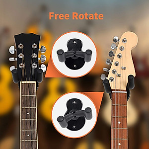 WOGOD Guitar Wall Mount Hangers 3 Pack, Guitar Style Wall Holders Hooks Stands for Acoustic Electric Bass Classical Ukulele Guitars