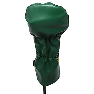 Majek Retro Golf Headcover Green White and Yellow Vintage Leather Style 1 Driver Head Cover Fits 460cc Drivers Classic Look