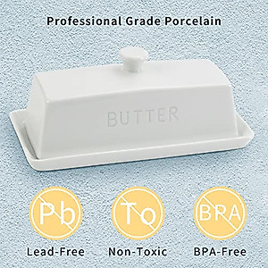 Ceramic Butter Dish with Lid - SGAOFIEE Porcelain Butter Dish with Lid and Knife for Countertop, Perfect for 1 Stick of East Coast Butter