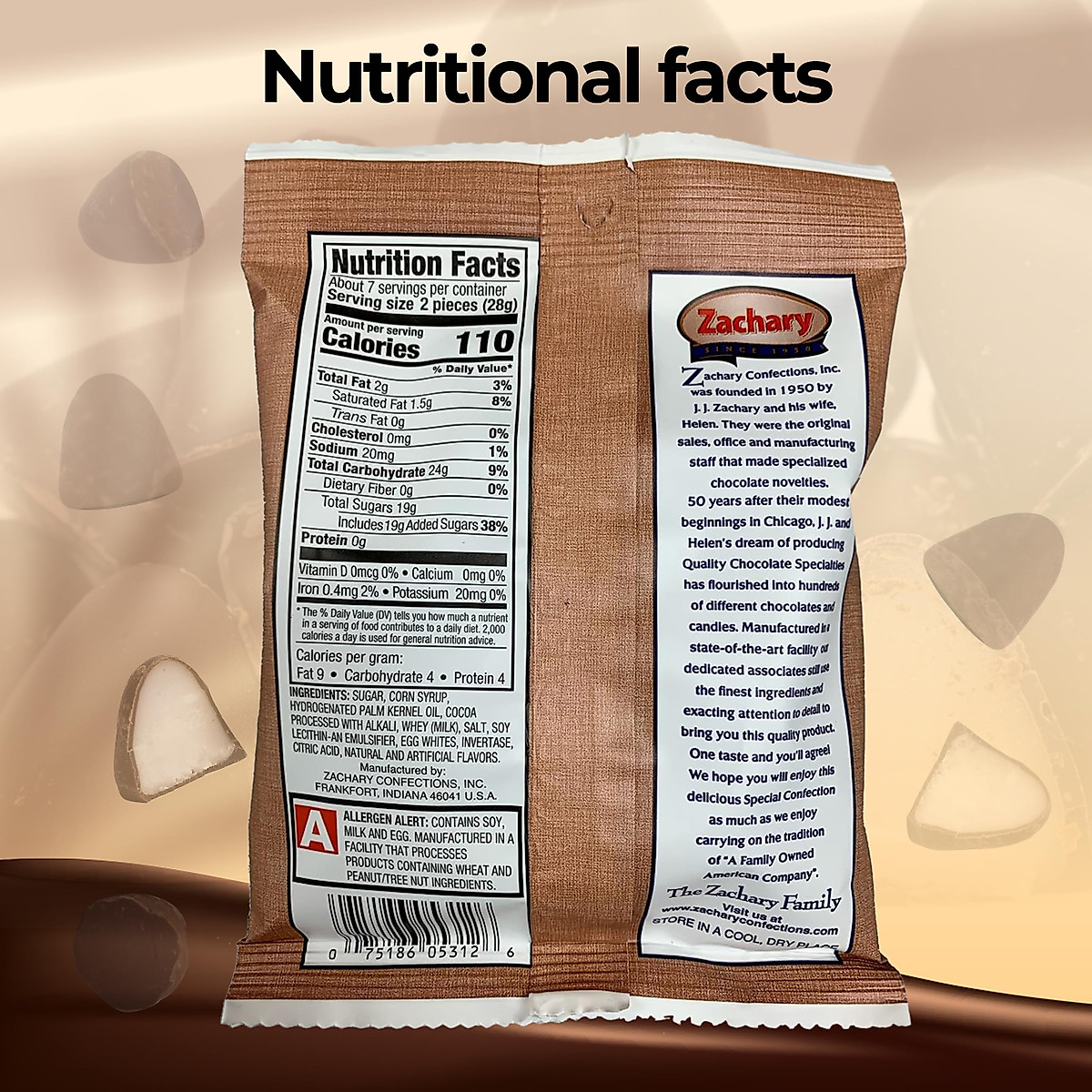 Zachary Old Fashioned Vanilla Creme Drops, Pack of 3 (6.5 oz each) - Old Fashioned Chocolate, Nostalgia, Vintage Chocolate, Holiday, Christmas Candy, Chocolate Drops, Zachary Chocolates - Comes in Munch Mania Packaging!