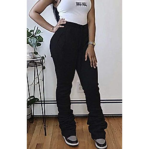 Womens Active Sweatpants Fleece Lined Workout Sport Yoga Leggings Bootcut Stacked Casual Joggers Pants
