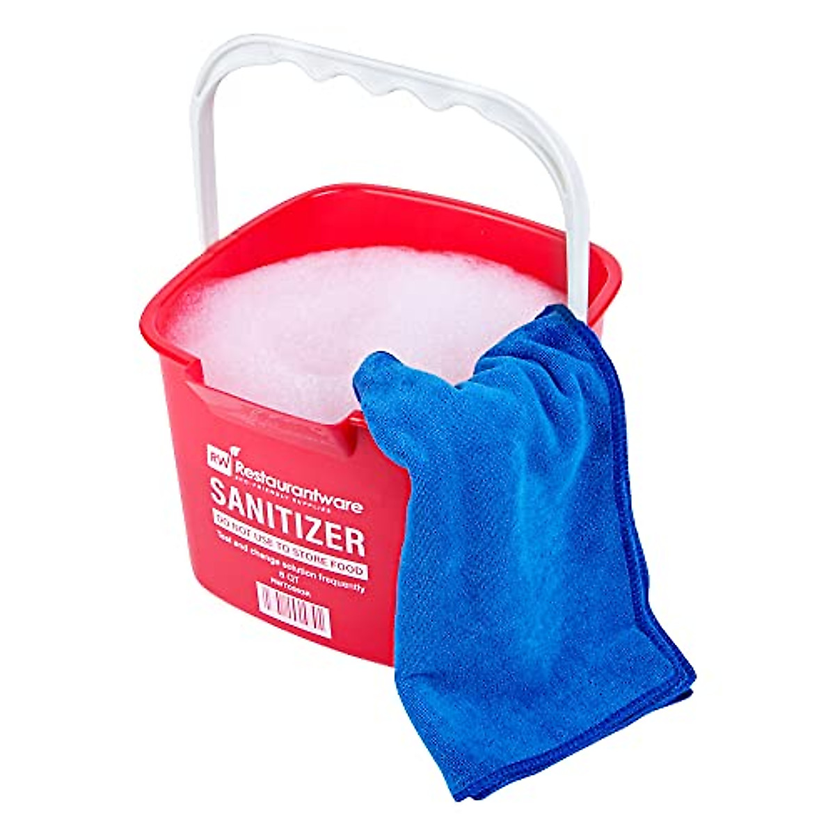 Restaurantware RW Clean 8 Quart Cleaning Bucket 1 Detergent Square Bucket - With Measurements Built-In Spout And Handle Red Plastic Utility Bucket For Home Or Commercial Use
