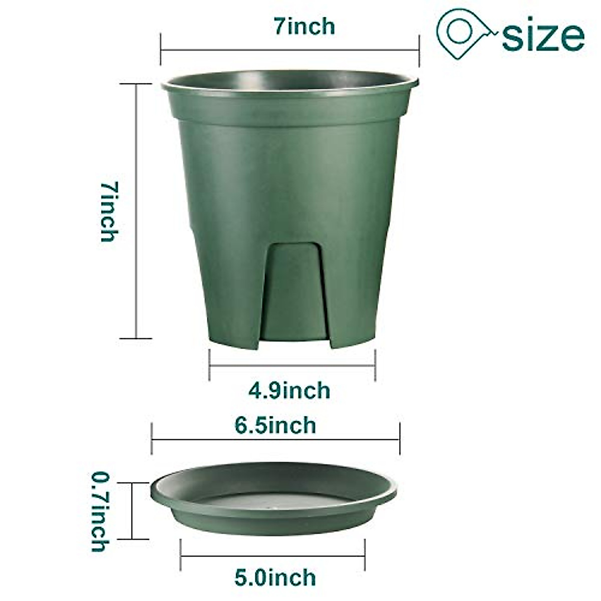 EHWINE Plant Pots, 12Pack 7 Inch Planters for Indoor Plants, Plastic Planters with Drainage Hole and Tray, Flower Pots Indoor Plant Pots for Patio Garden Home Office Flowers Succulents