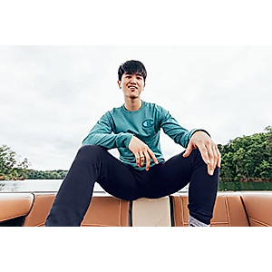 Champion Long Sleeve, Classic T-Shirt for Men (Reg. or Big & Tall), White Script, Medium