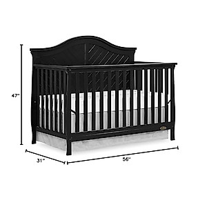 Dream On Me Kaylin 5-in-1 Convertible Crib in Black, Greenguard Gold Certified , 56x31x47 Inch (Pack of 1)