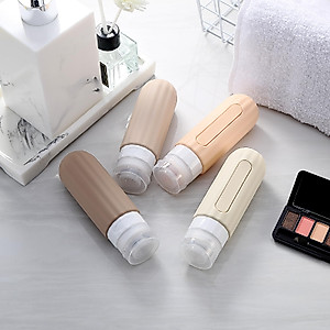 Mrsdry Travel Bottles for Toiletries, TSA Approved, Silicone Travel Bottles, BPA Free, 3oz Leak Proof Travel Size Bottles, Travel Accessories for Shampoo Body Wash Lotion Soap Liquids (4 Pack)