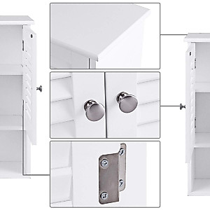 GOFLAME Bathroom Cabinet Wall Mounted, Wood Medicine Cabinet Storage Organizer with 2 Doors and 1 Shelf, Wall Cabinet with Adjustable Shelf, Simple and Modern Style, White