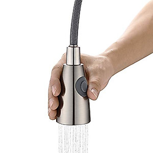 Kitchen Faucet Sprayer Head 2-Function Nozzle Spout G1/2 Connector Pull Down Pull Out Kitchen Tap Hose Sprayer Filter Sink Spray Head Replacement Part Brushed Nickel