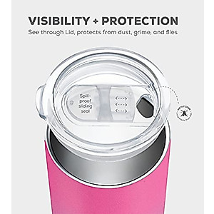 FineDine Insulated Skinny Stainless Steel Tumbler Set - 4-Pack 20oz Tumbler with Straw - Travel Mug With PBA Free Lids - Slim Vacuum Keep Hot and Cold - For Home, Office. (Pacific Blue Rose Blend)