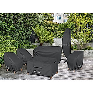 ULTCOVER Waterproof Patio Chair Cover – Outdoor Lounge Deep Seat Single Lawn Chair Cover 2 Pack Fits Up to 32W x 34D x 34H inches, Black