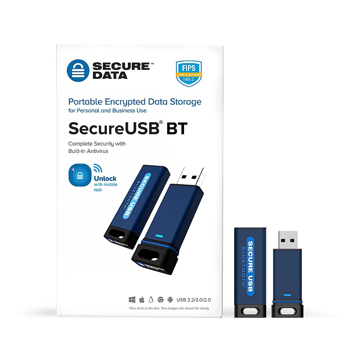 SecureData 64GB SecureUSB BT Encrypted Flash Drive with Wireless Authentication