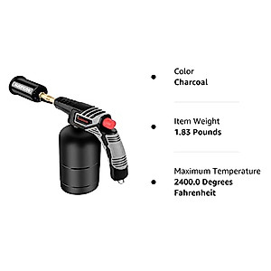 Cooking torch lighter - Kitchen butane torch - Propane culinary Blowtorch - For Searing Steaks and Creme Brulee - Sous Vide - Outdoor Charcoal Lighter or Campfire Starter