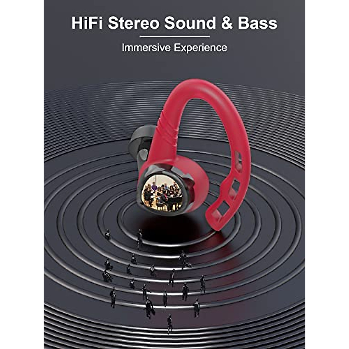 Wireless Earbud, Bluetooth Headphones 5.1 Sport Unique Earhooks, Wireless Earphones in Ear Noise Cancelling Mic Stereo Bass, 35H Playtime IP7 Waterproof Headset for Workout Running Gym Android iOS