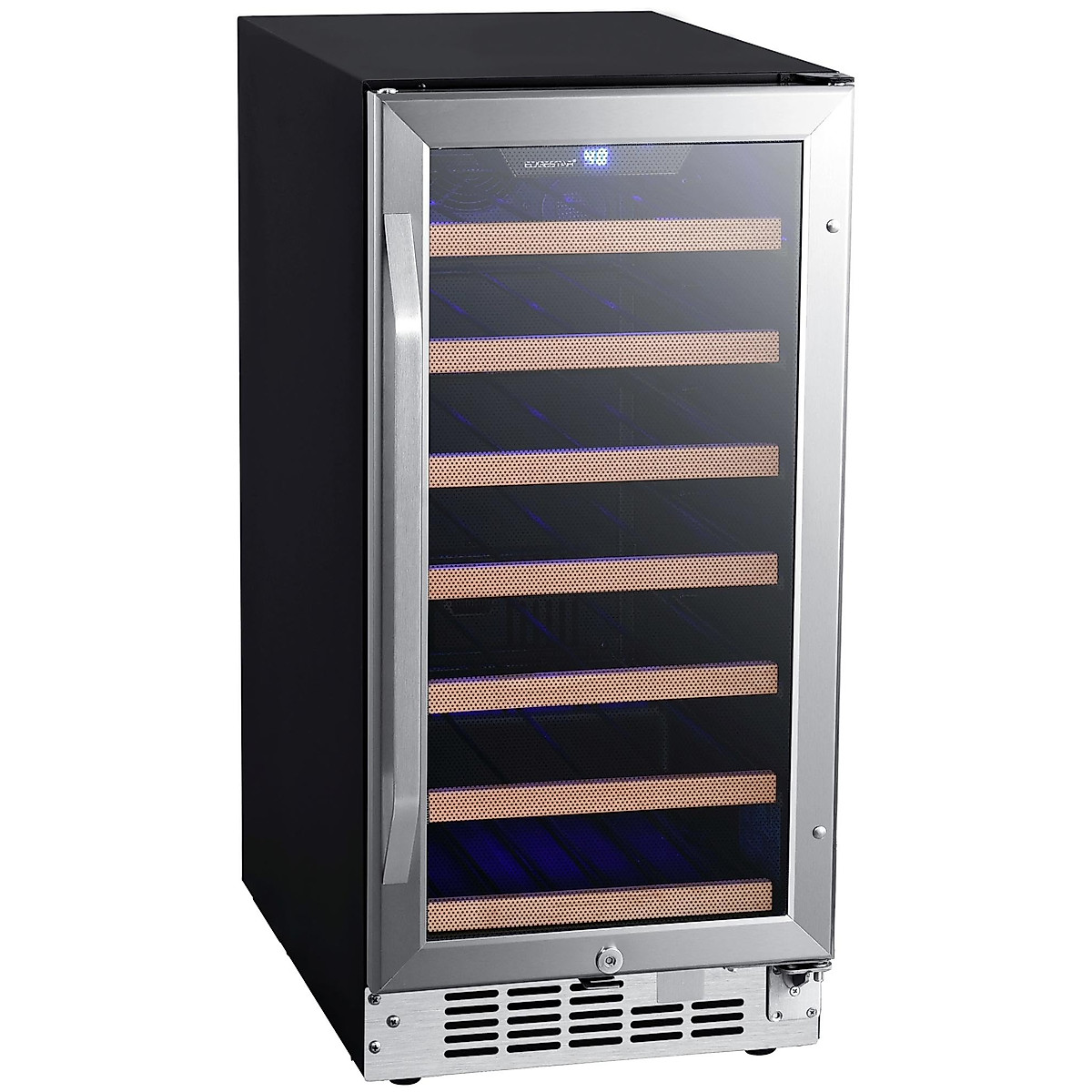 EdgeStar CWR302SZ 15 Inch Wide 25 Bottle Built-In Single Zone Wine Cooler with Reversible Lockable Door and LED Lighting - Stainless Steel