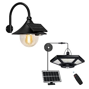 Aqonsie Solar Barn Light Outdoor with Mutil Lighting Modes & Motion Sensing, Wall Mount Vintage Solar Shed Light, Waterproof Outdoor Solar Wall Light for Barn, Shed, Chicken coop, Porch, Patio