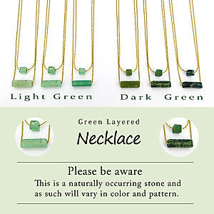 Green (Dark) Bar Layered Fashion Necklace Pendant for Women with Adjustable Extension Chain - Dark Green