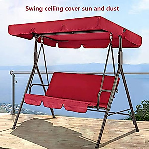 XYQSBY Outdoor Garden Swing Chair Canopy Cover Replacement Waterproof Anti-Uv Patio Swing Chair Seat Top Hammock Roof Cover of 3 Seaters for Sun Shade,Poolside,Red,195x125x15cm