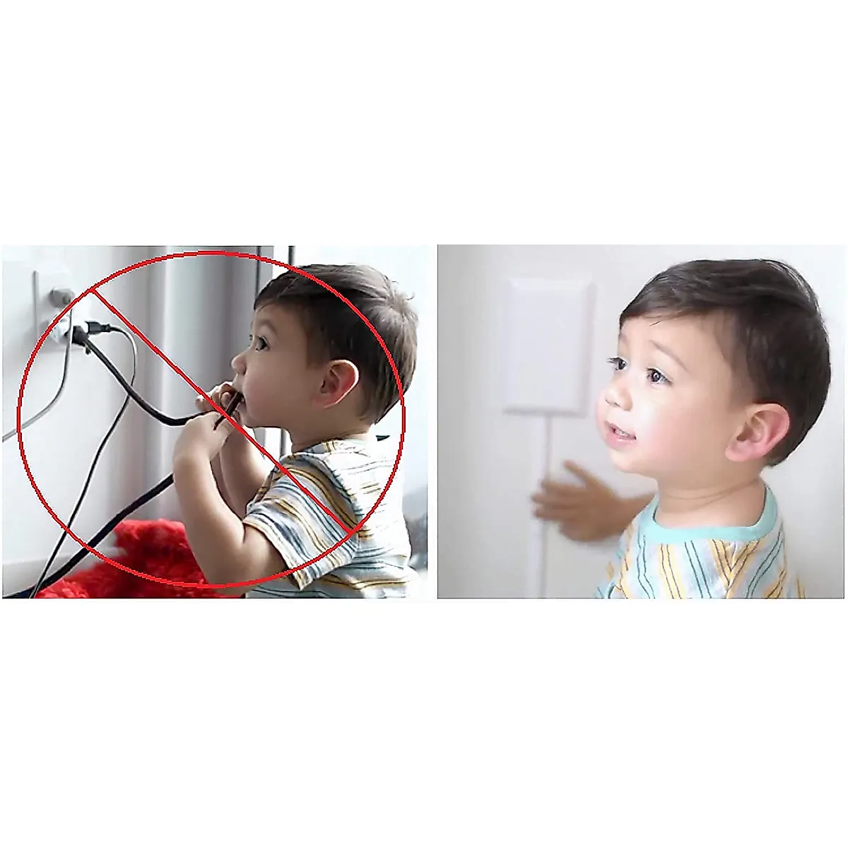 Sleek Socket No Shock Child Protector, Outlet & Plug Concealer with Protective Cord Clips, 8-Foot Flat Extension Cord with Multiple Outlets, Baby Proofing Outlet Cover, No Access To Dangerous Cords