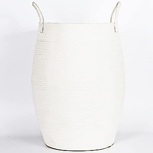 laundry basket woven baskets for organizing tall nursery hamper baby with handle big storage basket round decorative kids dirty clothes blanket basket living room towel fabric for cotton white