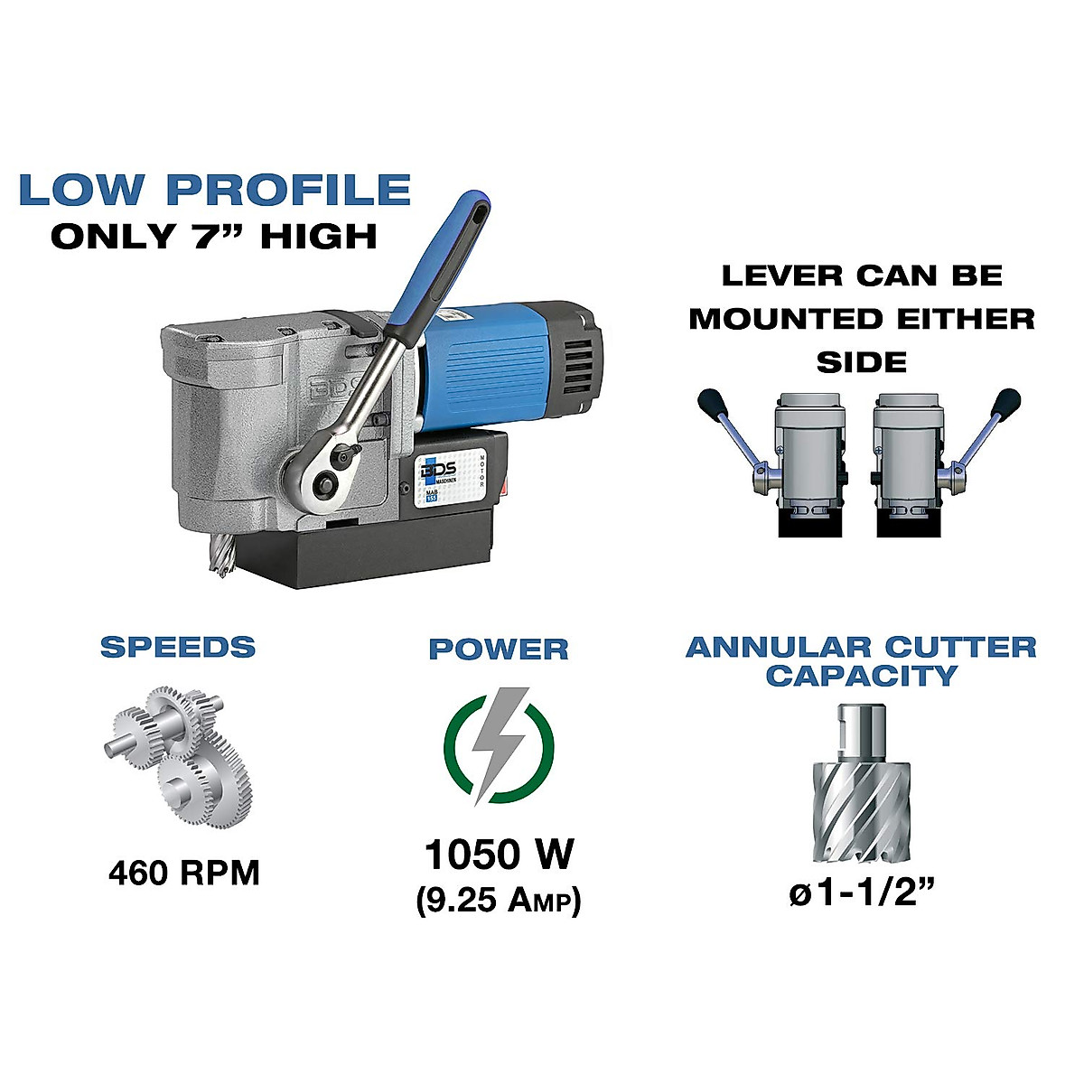C.S. Unitec MAB 155 Portable Magnetic Drill Press | 1050W 1-Speed Benchtop Power Drill Machine w/up to 1-1/2" Diameter