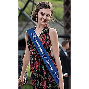 Anderson's Blue/Silver Homecoming King/Queen Coronation Set, Sashes With Foil Imprints, Crown, Tiara, Pins