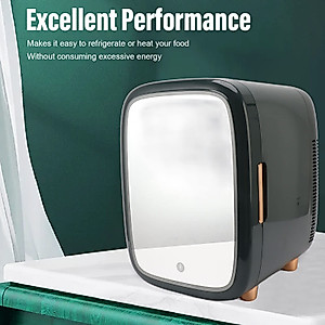 LIANGLIDE Mini Fridge for Skin Care, 12L Skincare Fridge, Mini Fridge with Dimmable LED Mirror, Portable Small Refrigerator Cooler for Food, Cosmetics, Home, Office and Car (US Plug)