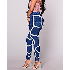 Doweha Stretch High Waisted Boyfriend Jeans for Women Trendy Butt Lifting Skinny Colombian Jeans Y2K Denim Leggings Dark Blue L