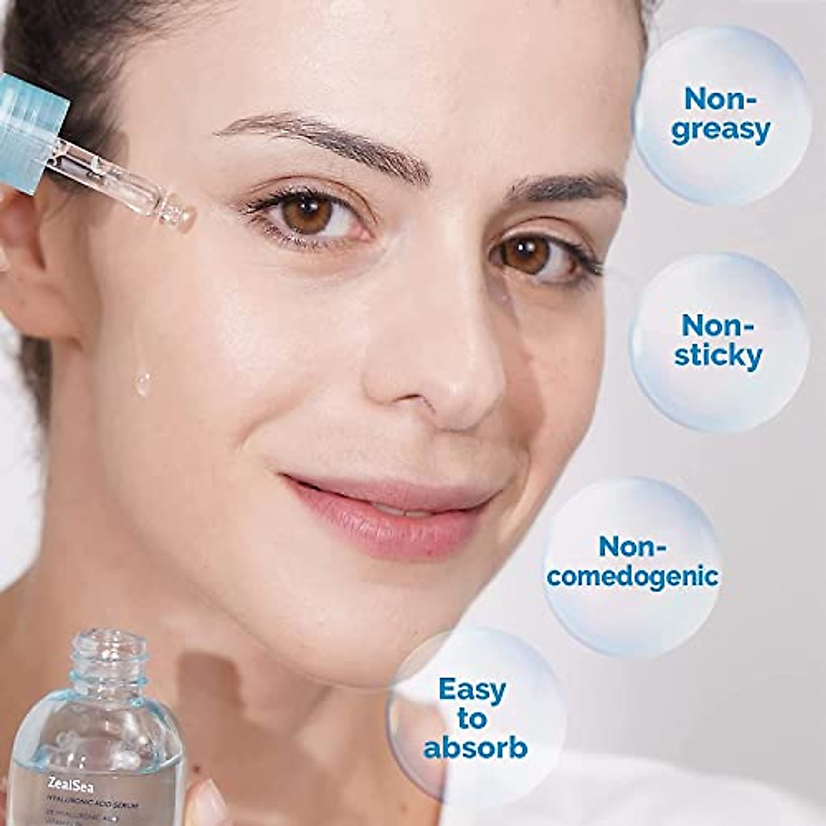 ZealSea 2% Pure Hyaluronic Acid Serum for Face with Vitamin B5, Hydrating Serum to Smooth Dry and Sensitive Skin, Deep Moisturizing Face Serum for Women, Anti-Aging Facial Serum for Fine Lines, 1 Fl Oz