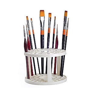 Art Supply Plastic Artist Round Multi Hole Pencil & Paint Brush Organizer Holder - Holds 49 Brushes Upright
