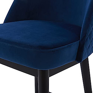 Amazon Brand - Rivet Contemporary Upholstered Counter-Height Swivel Bar Stool with Wood Legs, 37"H, Blue Velvet