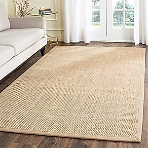 SAFAVIEH Natural Fiber Collection 2' x 3' Maize / Linen NF141B Border Sisal Accent Rug