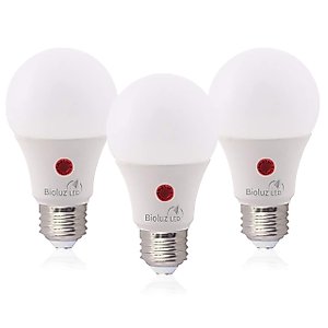 Bioluz LED 3 Pack Dusk to Dawn A19 Bulb Auto On/Off 60W Replacement 9W Photocell Photosensor Instant ON and 3 Min Delay OFF 3000K Soft White Indoor/Outdoor Lighting Lamp Garage Hallway Yard Porch UL