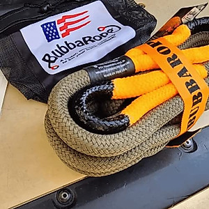 Bubba Rope RENEGADE 176655BKG Off-Road Power Stretch Kinetic Kit 3/4" x 20" Recovery Rope With Breaking Strength of 19000 In Tane / Green Accessory Ideal for Recovery and Towing Stuck Vehicles