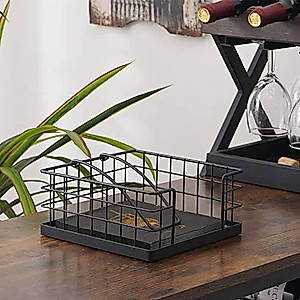 Honiter Napkin Holder, Farmhouse Flat Napkin Holder with Weighted Arm, Wooden Napkin Holders for Paper Napkins, Square Napkin Dispenser for Countertop, Cocktail Napkin Holder for Kitchen, Dining Room