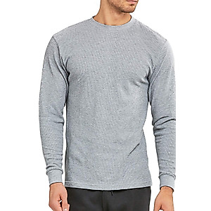 Men's Classic Waffle-Knit Heavy Thermal Top (M, Heather Gray)