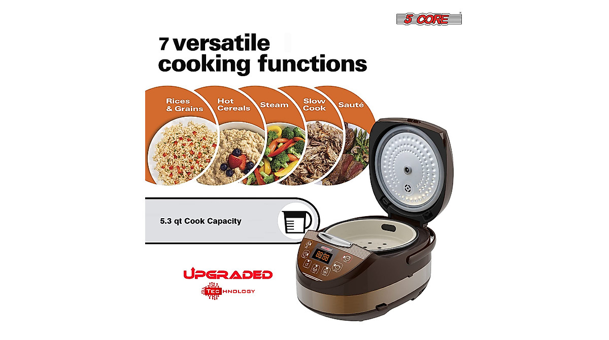5 Core 5.3Qt Asian Rice Cooker - 15-in-1 Multi Cooker