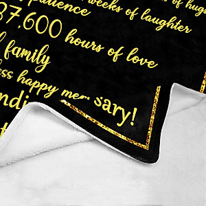 Personalized Anniversary Throw Blanket, 10 Year Anniversary Wedding Gifts for Couple Parents, Customized Soft Warm Lightweight Flannel Fleece Blanket, Couples Blanket Full Size for Valentine Birthday