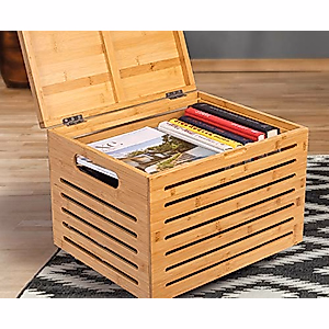 BirdRock Home Rolling File Storage Organizer Box with Lid (NEW VERSION) - Bamboo - Decorative Wood Hanging Filing & Storage Office Box - Letter/Legal - Strong Durable - Toys Blankets Binders - Natural