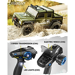 LAEGENDARY RC Crawler - 4x4 Offroad Truck for Adults - RC Rock Crawler, Fast Speed, Electric, Hobby Grade Car - 1:8 Scale, Brushed, Army Green