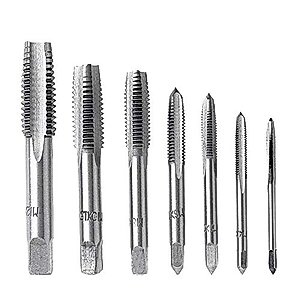 QISF 7Pcs Bearing Steel Metric Screw Thread Tap M3-M12 Plug Tap Set(Wrench is not include)