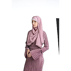 Anika Fashion Warehouse All Season Women Soft and Non-Slip Chiffon Long Scarf - Fashion Muslim Hijab Scarf Head Wrap Scarves 80 X 30 Inches Long Solid Color - Nude Pink