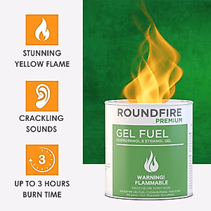 ROUNDFIRE 6 Pack Gel Fuel Cans for Fire Bowl, Fireplace, Gel Fire, Tabletop Fire Bowls, Warming, Indoor & Outdoor