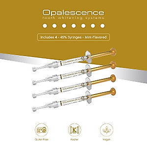 Opalescence 45% Syringes Teeth Whitening Gel - with PF - (4 Syringes) Refill Kit Carbamide Peroxide. Made by Ultradent, in Mint Flavor. Tooth Whitening 5359-2