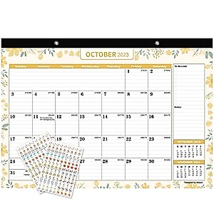 2023-2024 Large Desk Calendar 2023 (January 2023-June 2024), Big Monthly Wall Calendar with Plastic Cover: 17"x12", 18 Months Academic Year Desk Pad Calendars with Planner Stickers