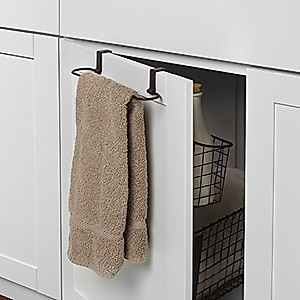 Spectrum Diversified Duo Towel Bar & Medium Basket No Installation 2-in-1 Cabinet Basket & Towel Bar, Under Sink Rustic Farmhouse Storage & Organization, Bronze