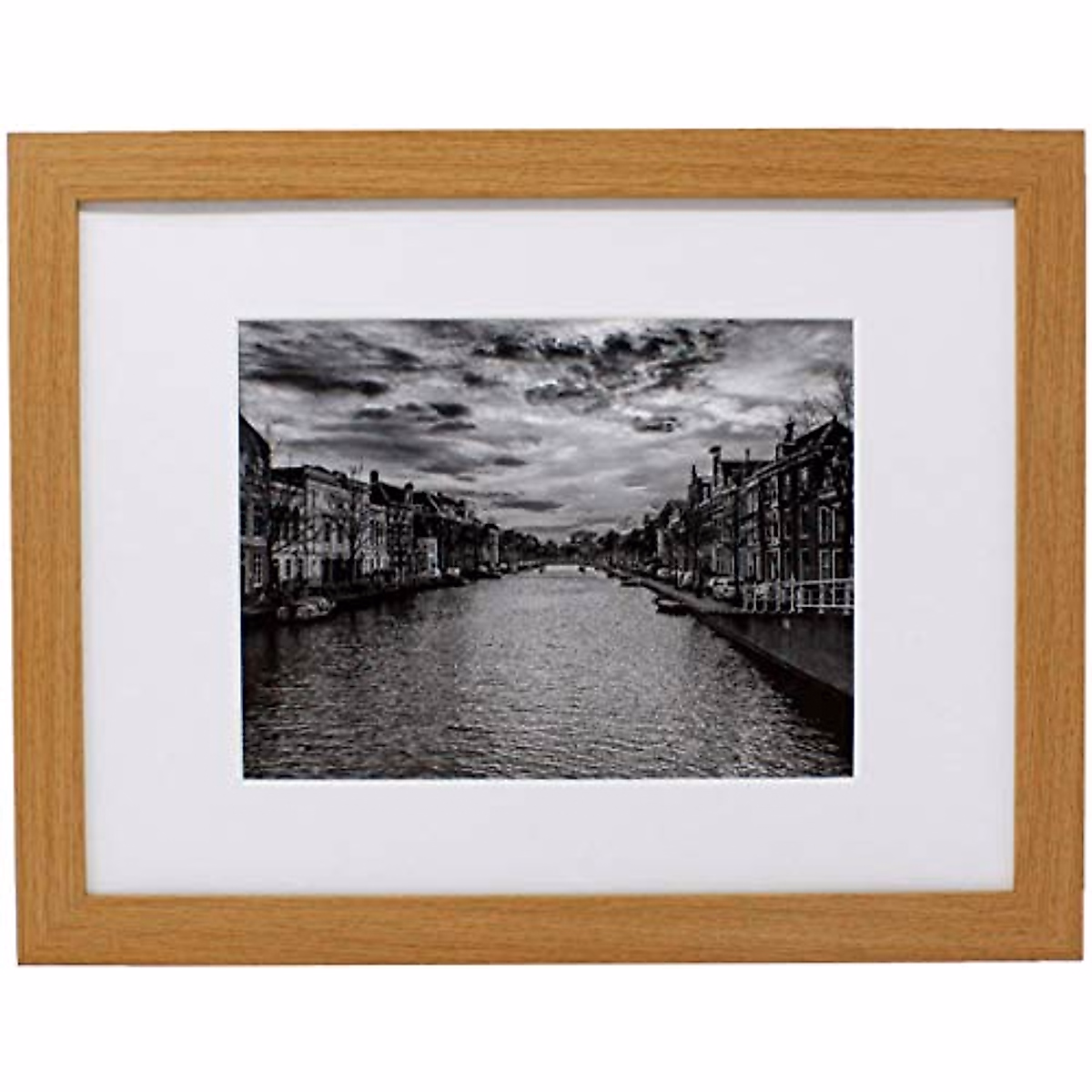 9x12 Natural Gallery Picture Frame with 6x8 Mat - Wide Molding - Includes Both Attached Hanging Hardware and Desktop Easel - Display Pictures 9x12 or 6x8 Inches - Family Photo Frames