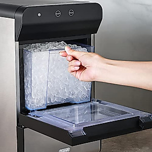 Gevi Household V2.0 Countertop Nugget Ice Maker With Viewing Window | Self Cleaning Pellet Ice Machine | Open and Pour Water Refill | Stainless Steel Housing | Fit Perfectly under Wall Cabinet | Black